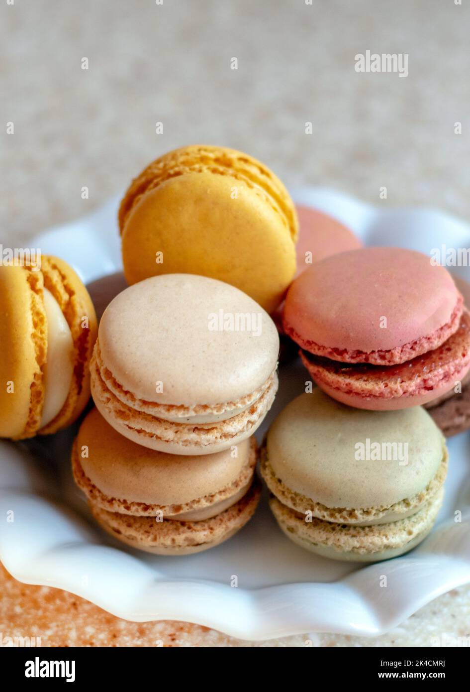 variety of meringue macarons with sweet flavors inside Stock Photo - Alamy