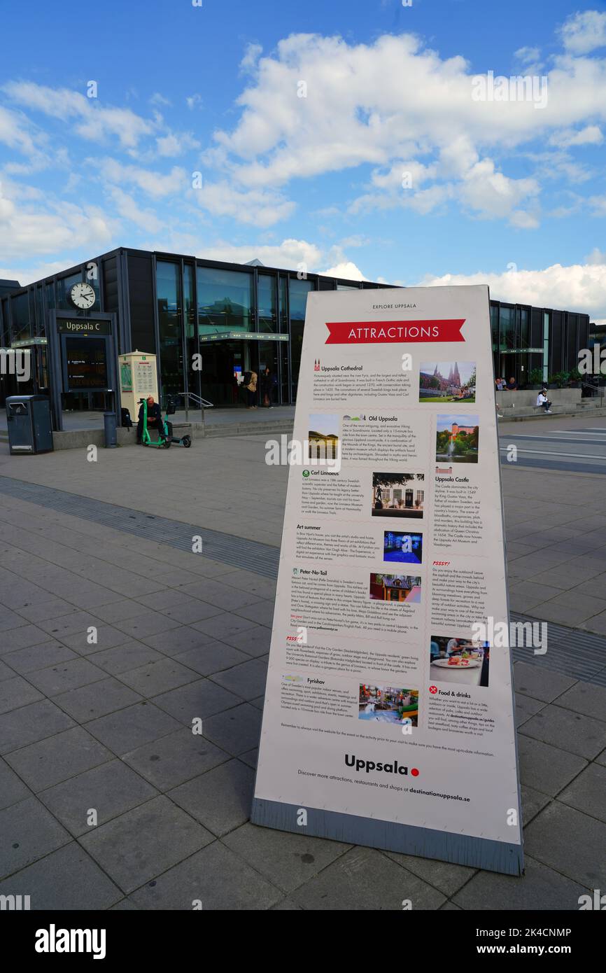 UPPSALA, SWEDEN -1 JUN 2022- View of Uppsala Central Station, a railway ...