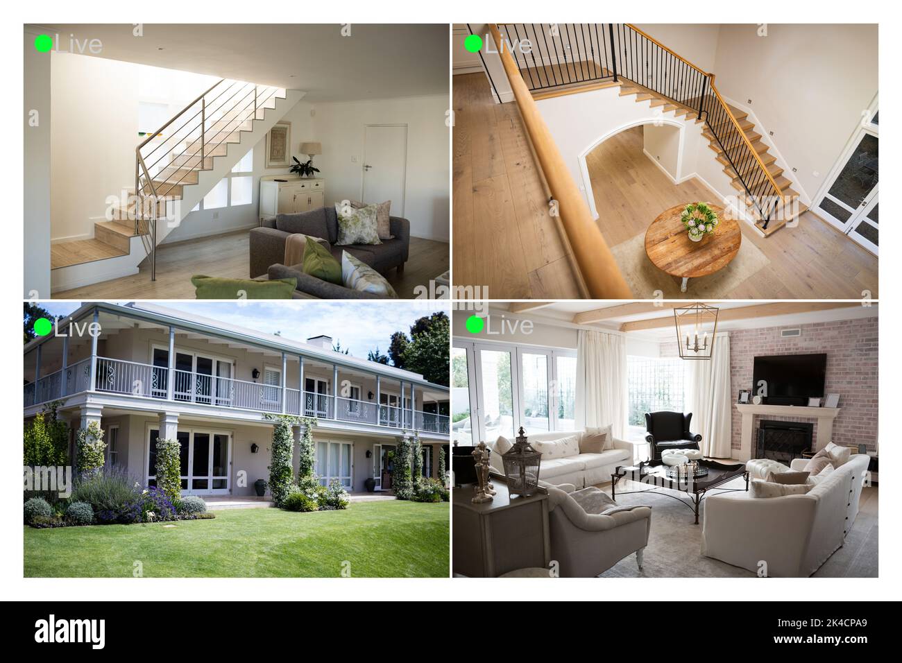 Composition Of Four Security Camera Screens With House And House