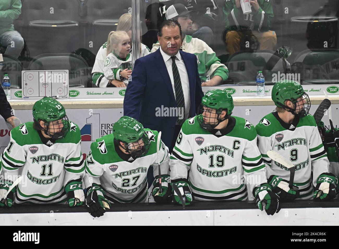 Norht Dakota head coach Brad Berry looks over his team during a NCAA ...