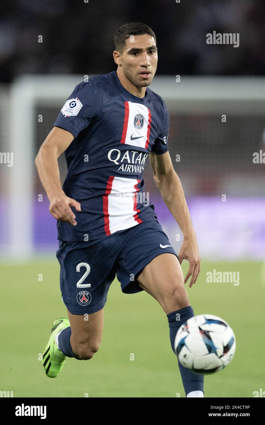 Achraf Hakimi of PSG in action during the Ligue 1 Uber Eats match ...