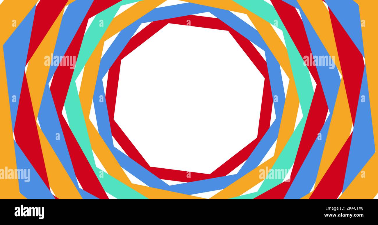 Image of overlapping concentric colourful octagons on white, with ...