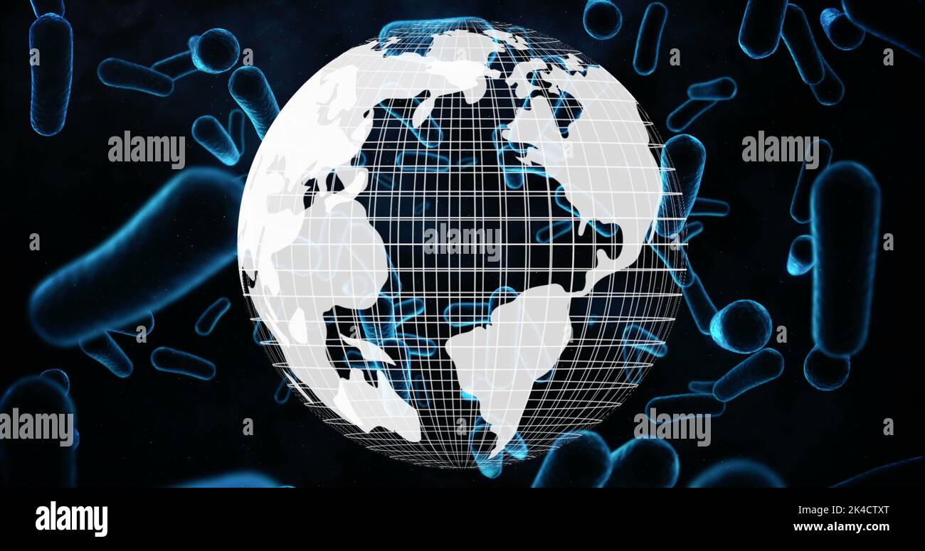 Composition of globe with covid 19 cells floating. Global covid 19 ...