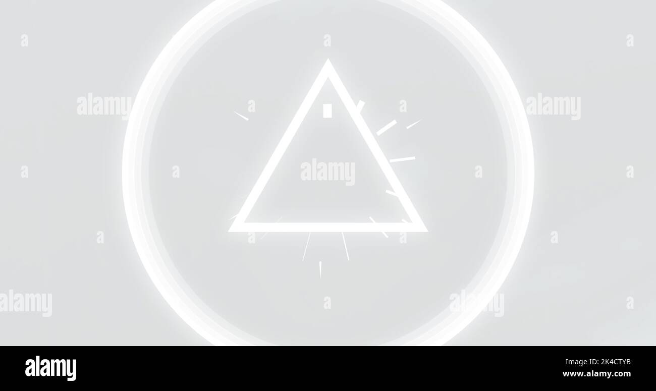 Image of white triangle with emanating lines inside white circle on ...