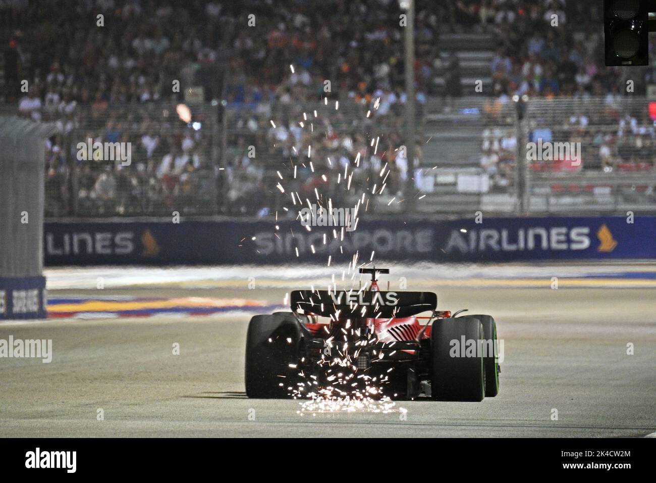 Singapore. 1st Oct, 2022. Ferrari's Monegasque driver Charles Leclerc drives during the ...