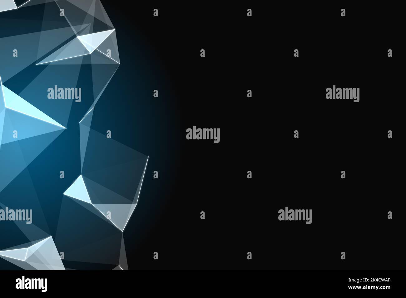 Abstract illustration of blue plexus networks against black background ...