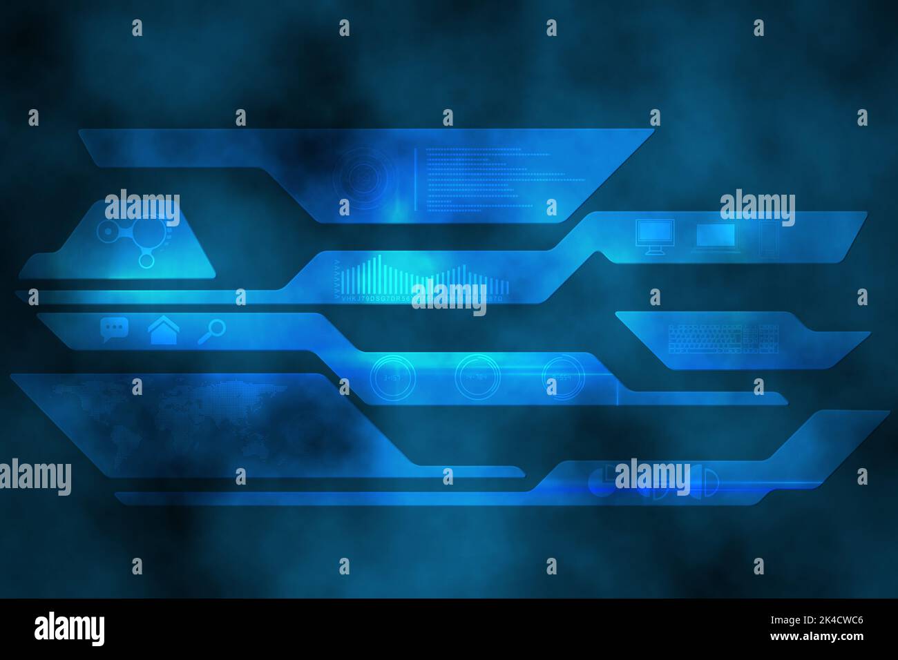 Abstract illustration of digital interface layout with data processing ...