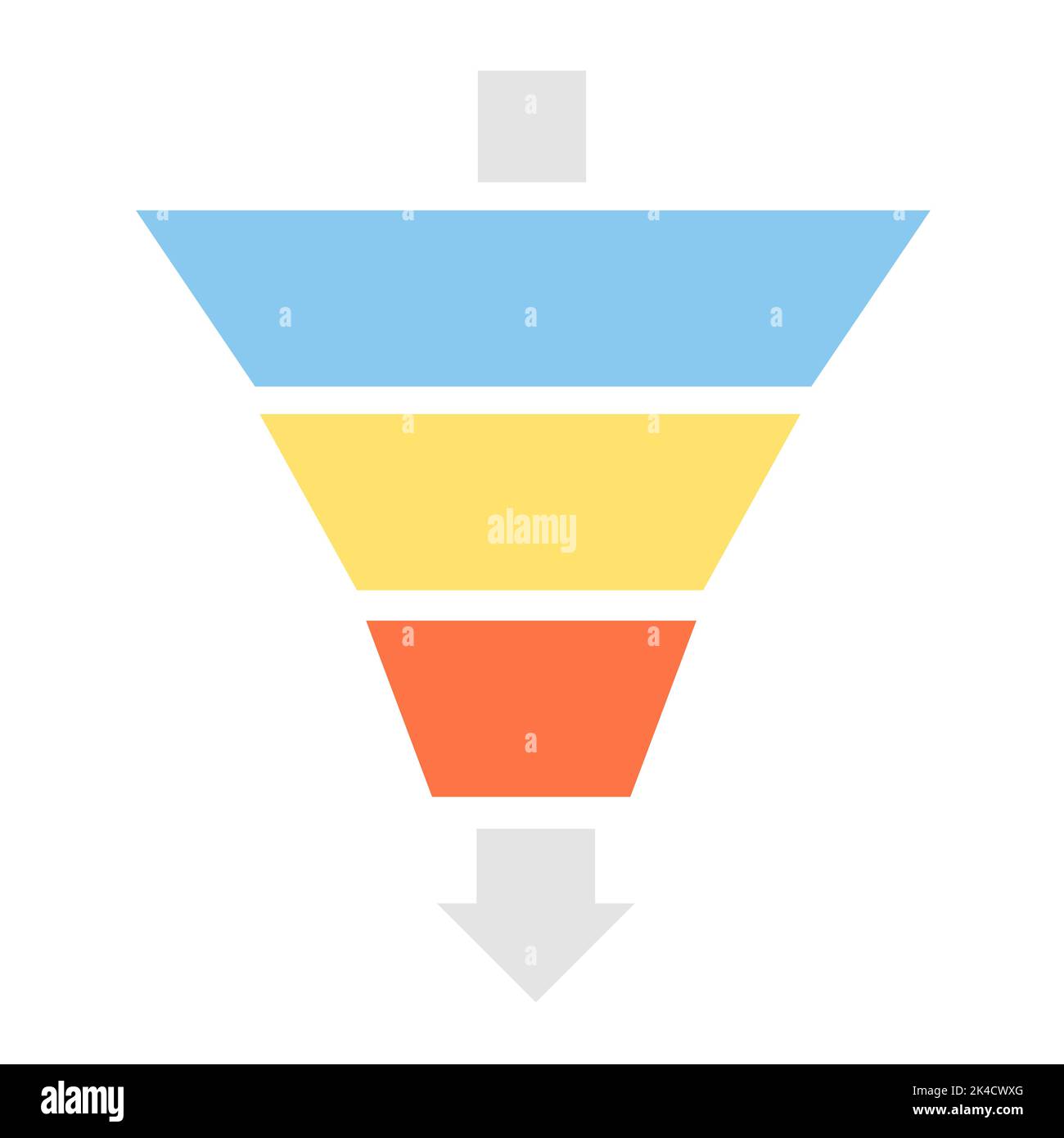 A design of a Funnel diagram with three steps template isolated on ...