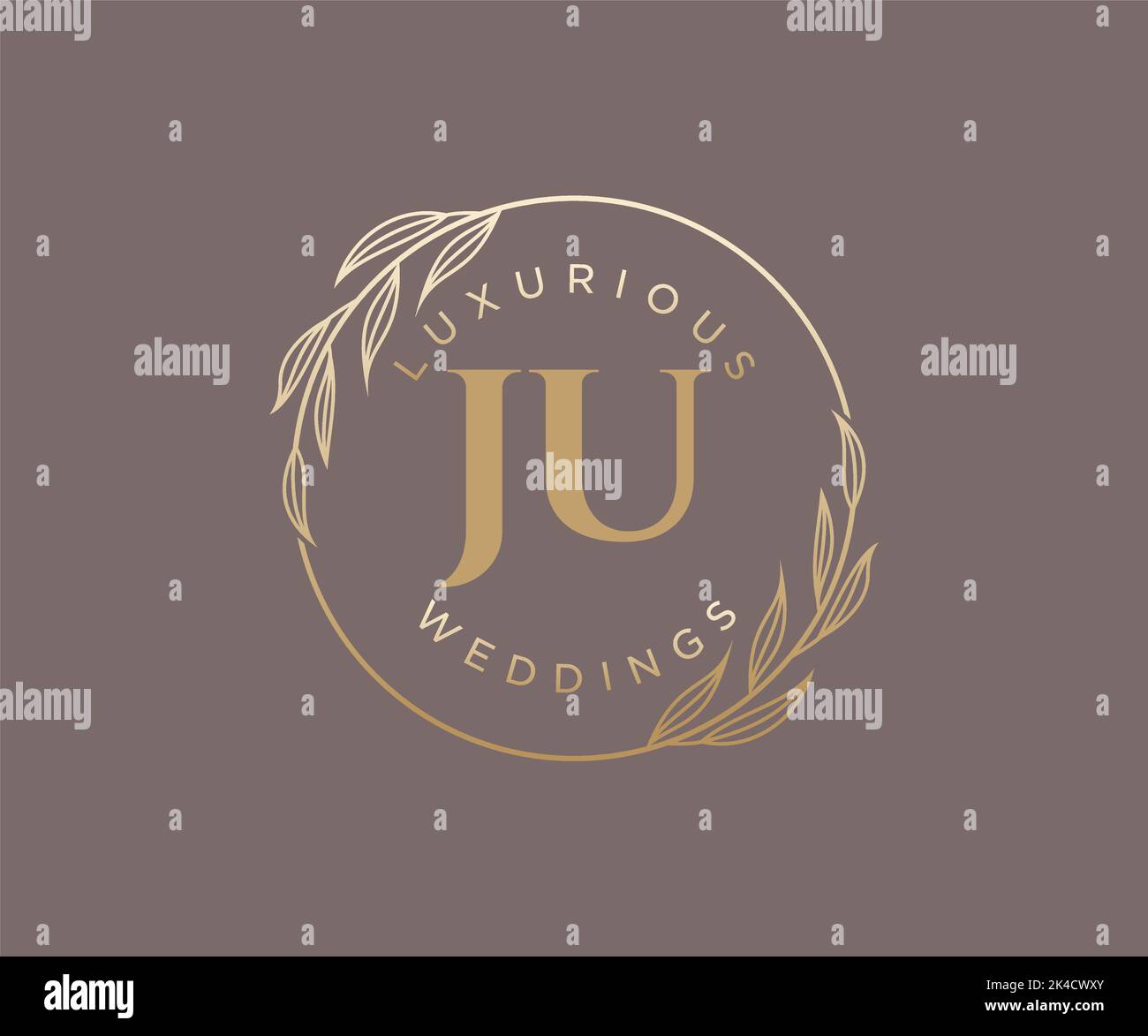 JU Initials letter Wedding monogram logos template, hand drawn modern ...