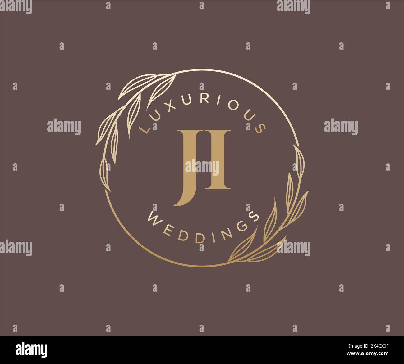 JI Initials letter Wedding monogram logos template, hand drawn modern ...