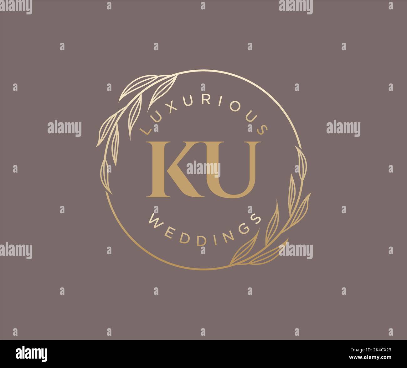 KU Initials letter Wedding monogram logos template, hand drawn modern minimalistic and floral ...