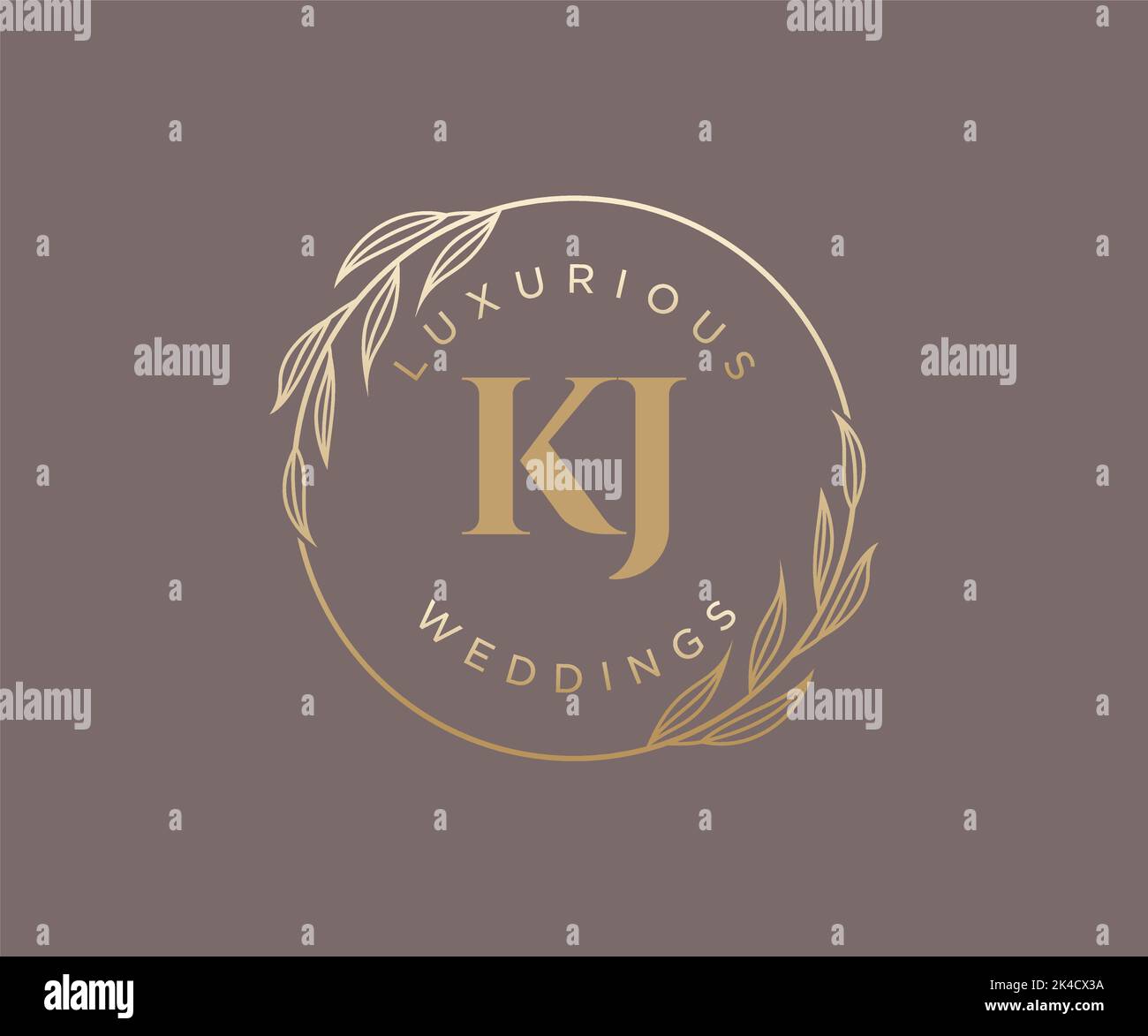 KJ Initials letter Wedding monogram logos template, hand drawn modern ...