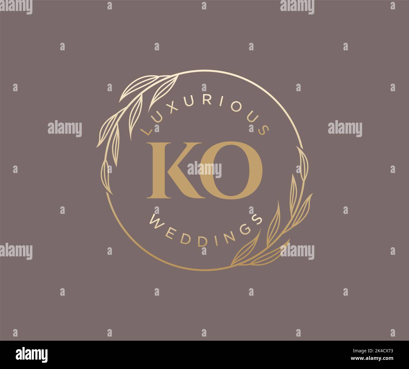 KO Initials letter Wedding monogram logos template, hand drawn modern ...