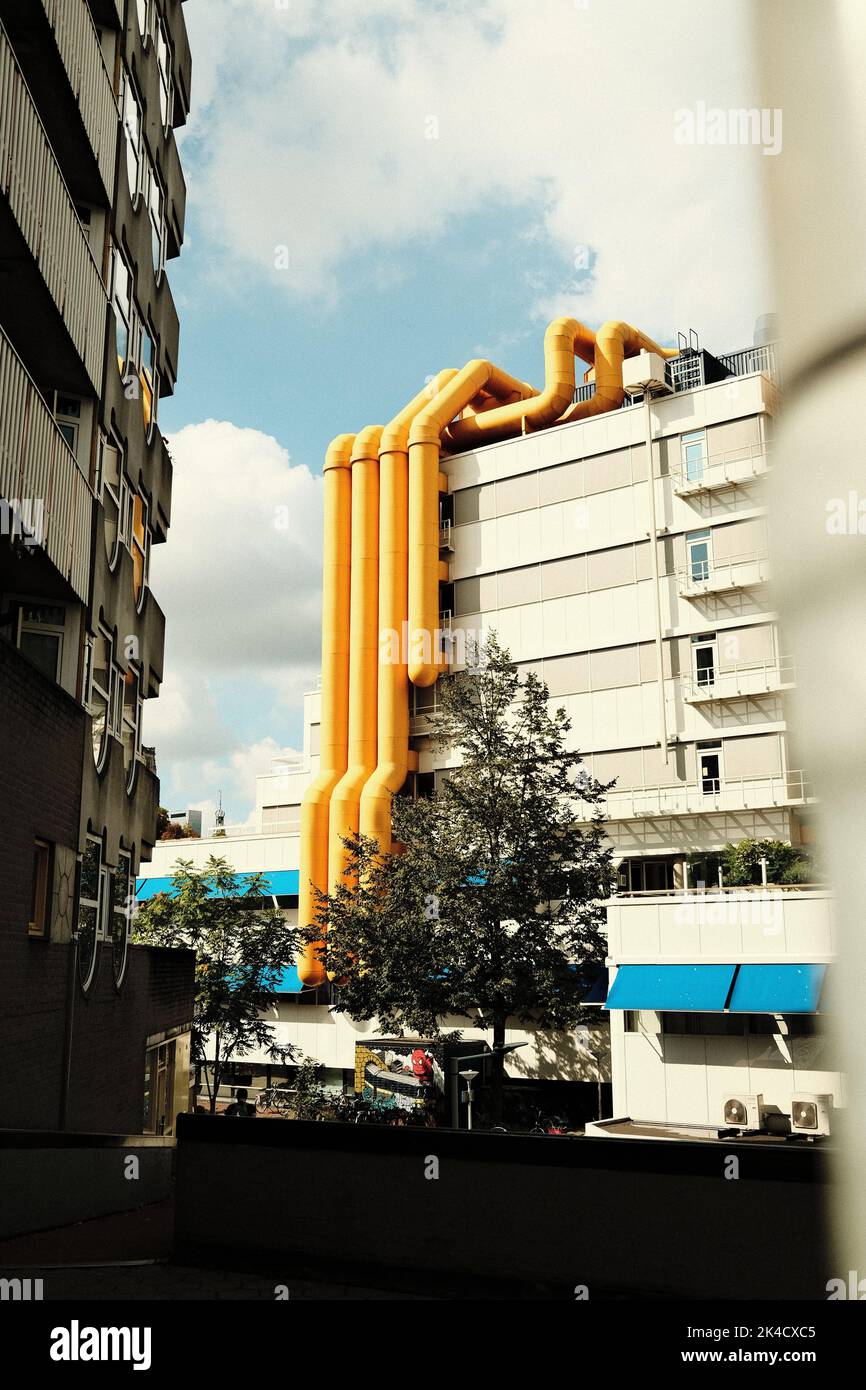 A vertical view of The Rotterdam Library Stock Photo - Alamy