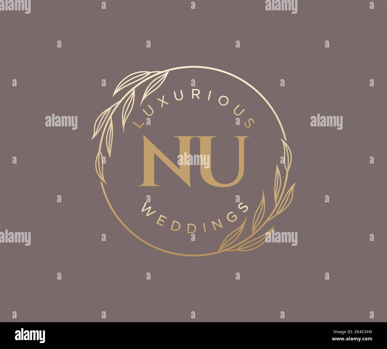 NU Initials letter Wedding monogram logos template, hand drawn modern ...
