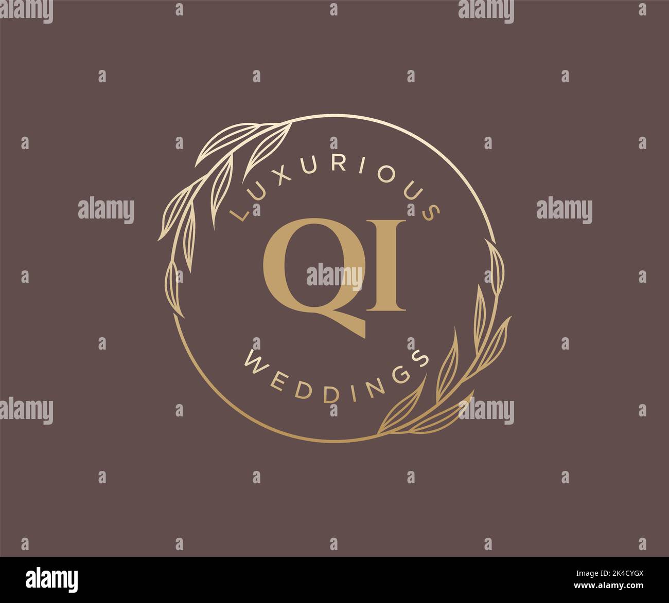 QI Initials letter Wedding monogram logos template, hand drawn modern ...