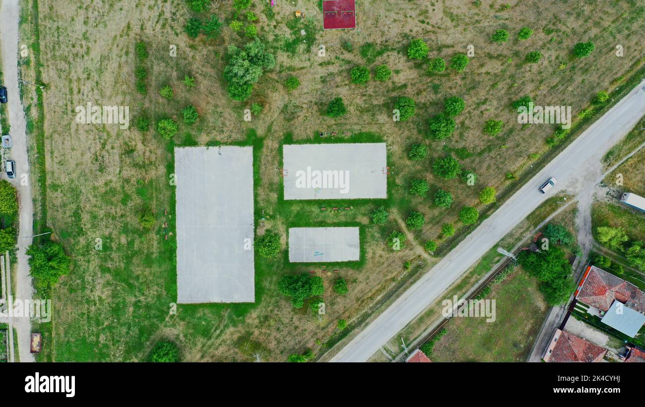 An aerial view of houses in a small town Stock Photo - Alamy