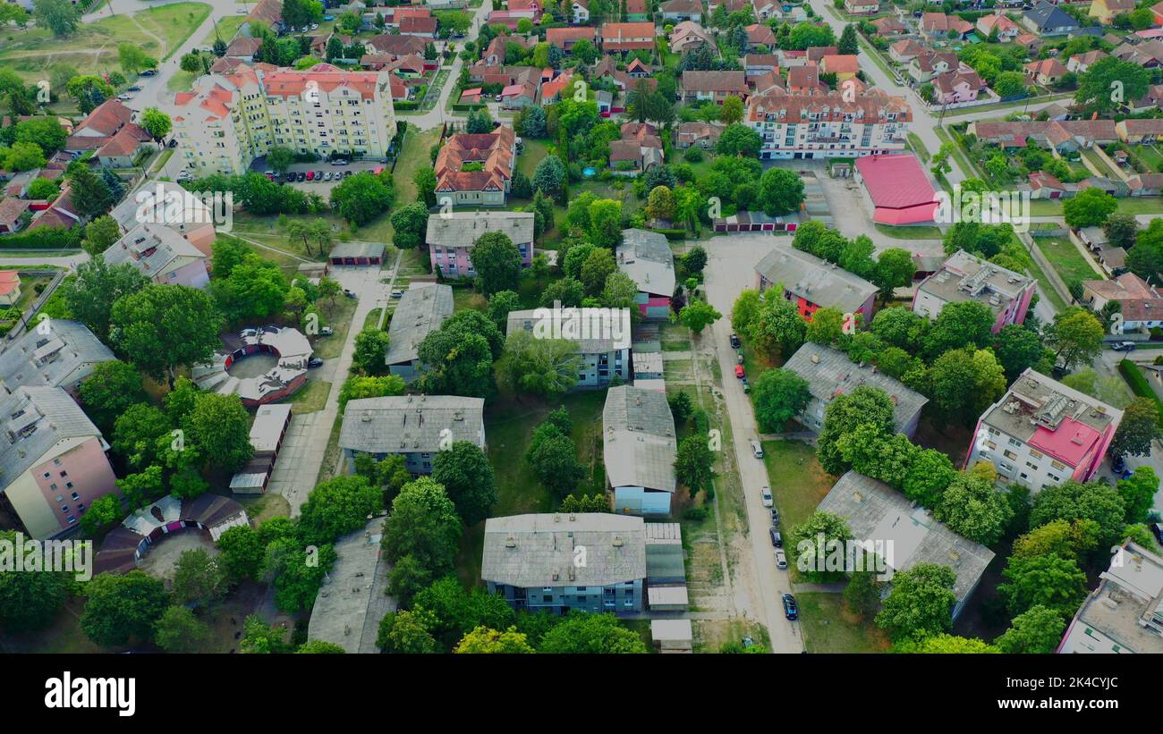 An aerial view of houses in a small town Stock Photo - Alamy