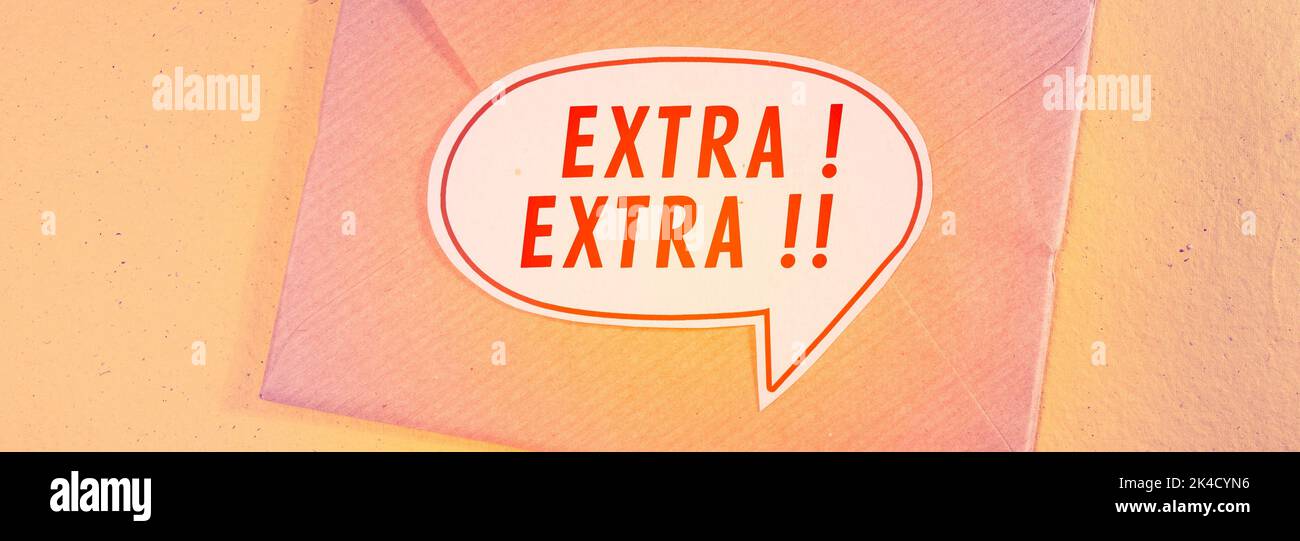 Close up conceptual shot of a business idea showing Extra word Stock ...