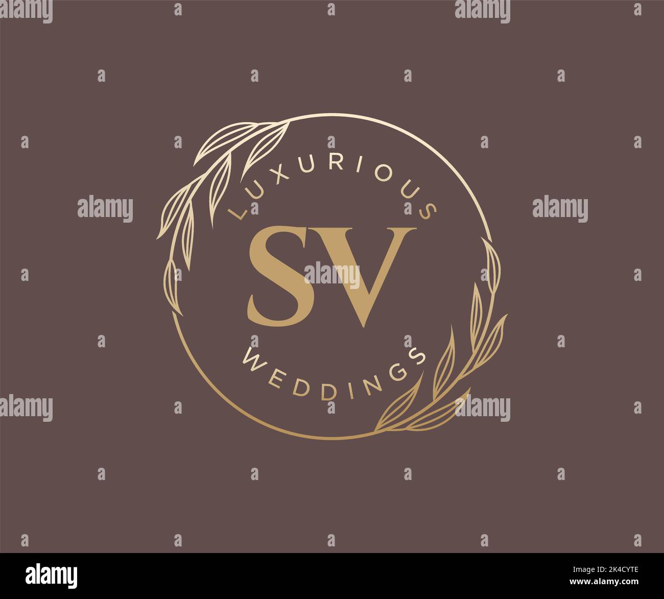 SV Initials letter Wedding monogram logos template, hand drawn modern minimalistic and floral ...