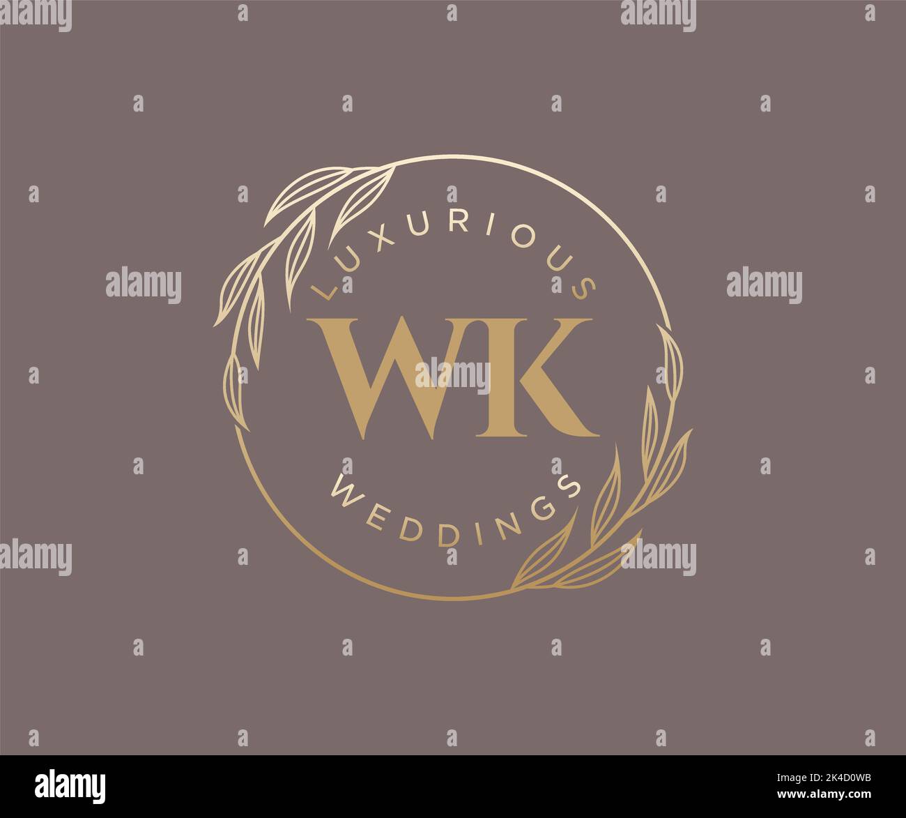 WK Initials letter Wedding monogram logos template, hand drawn modern ...