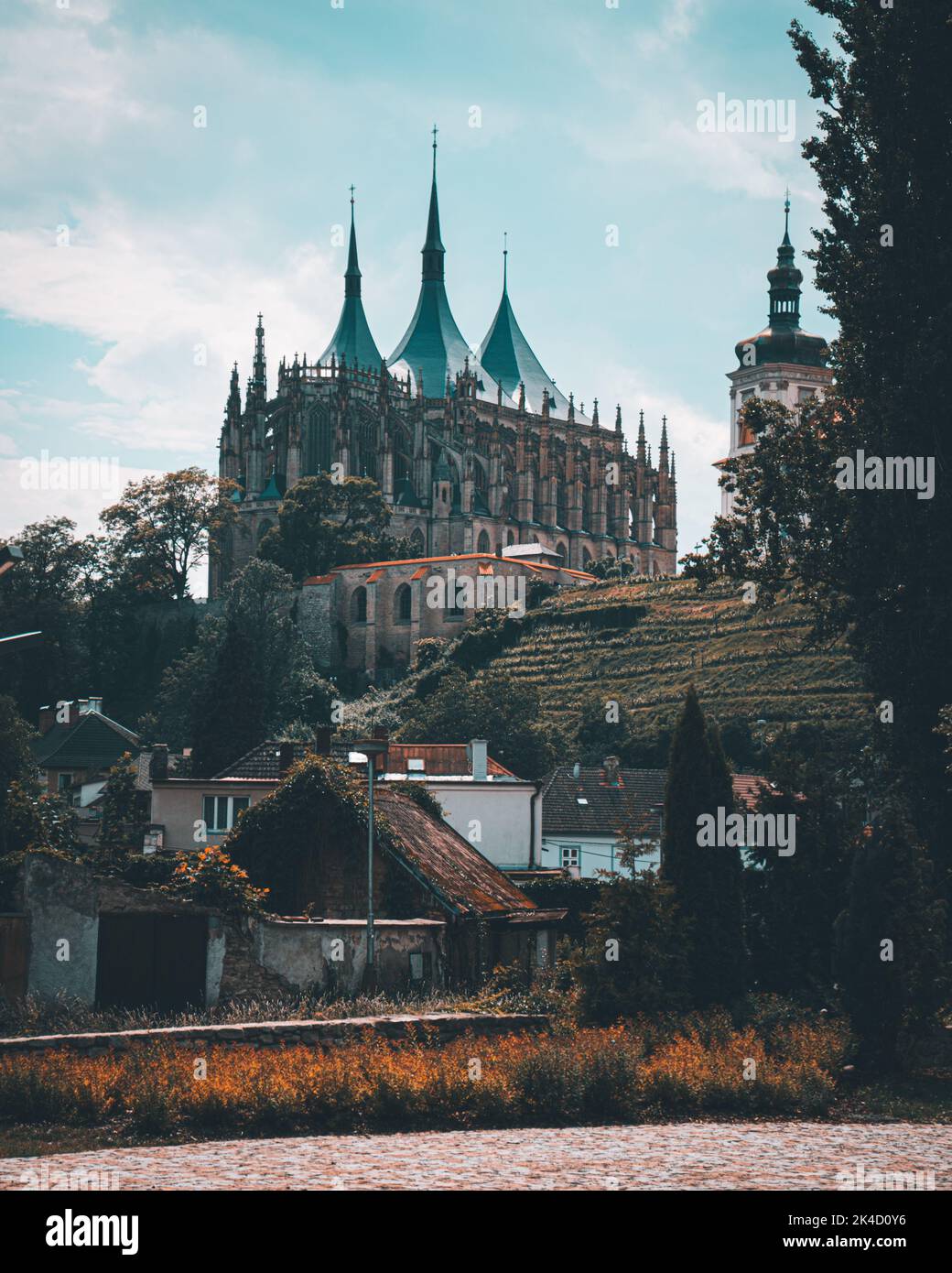 A beautiful display of the gothic St. Barbara's Church, Czechia Stock ...