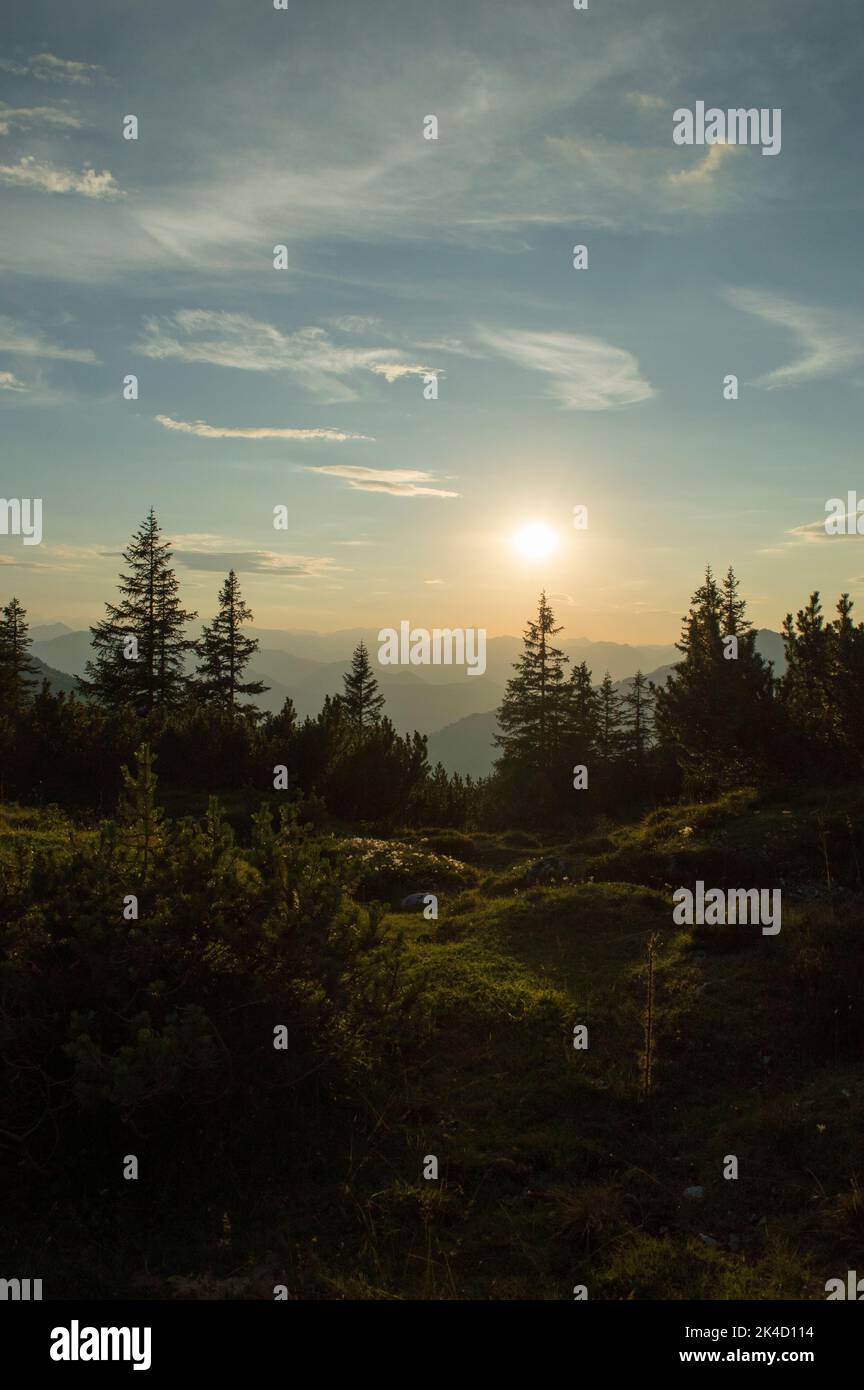 A vertical view of a green mountain top under the clear sky Stock Photo ...