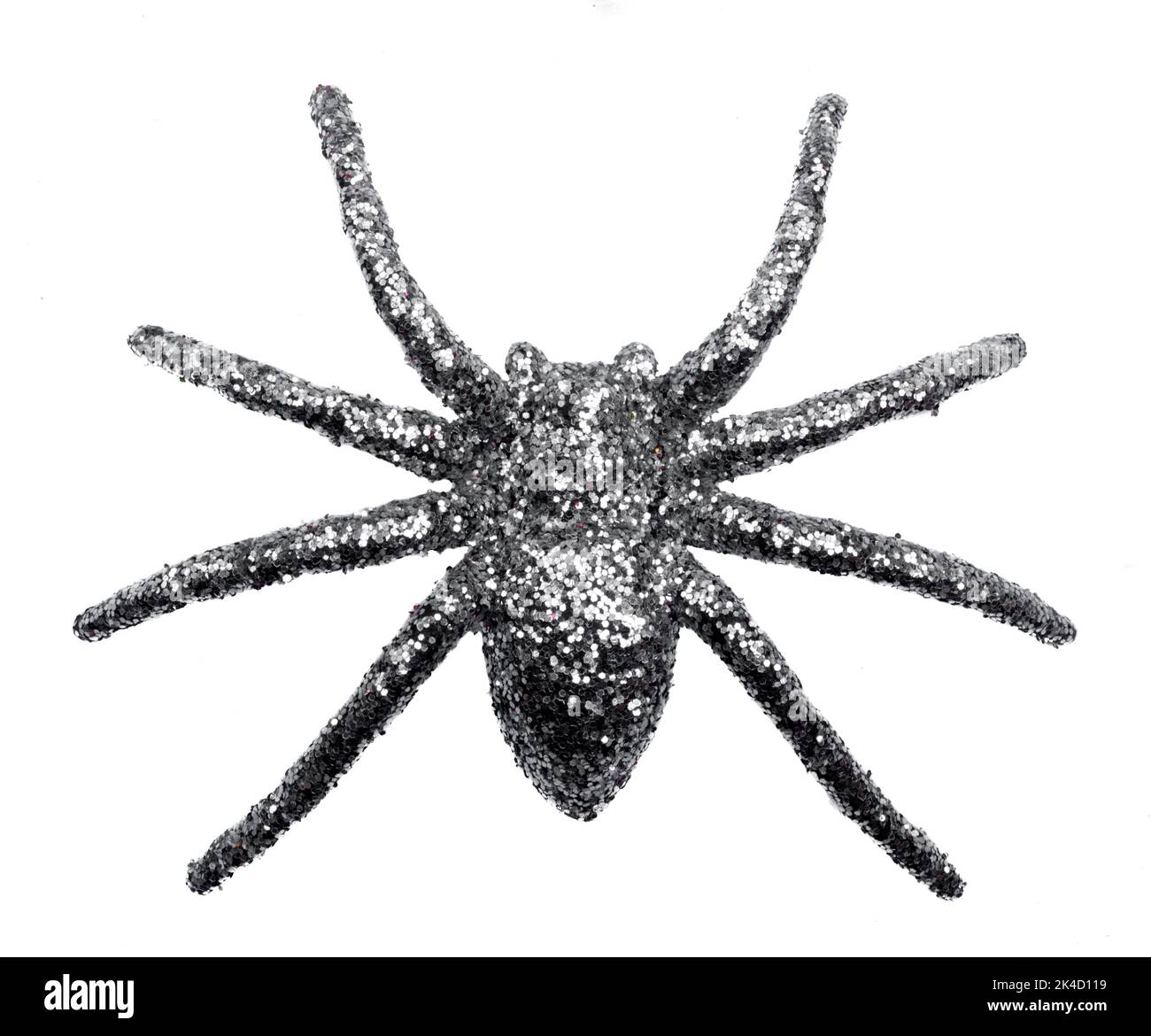 Glitter Silver Spider Halloween Decoration Isolated on White Background ...