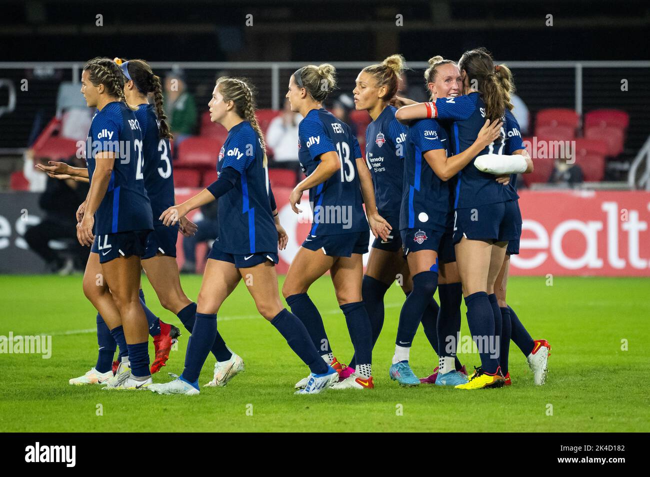 Spirit midfielder Julia Roddar hugs Spirit midfielder Andi Sullivan (12 ...