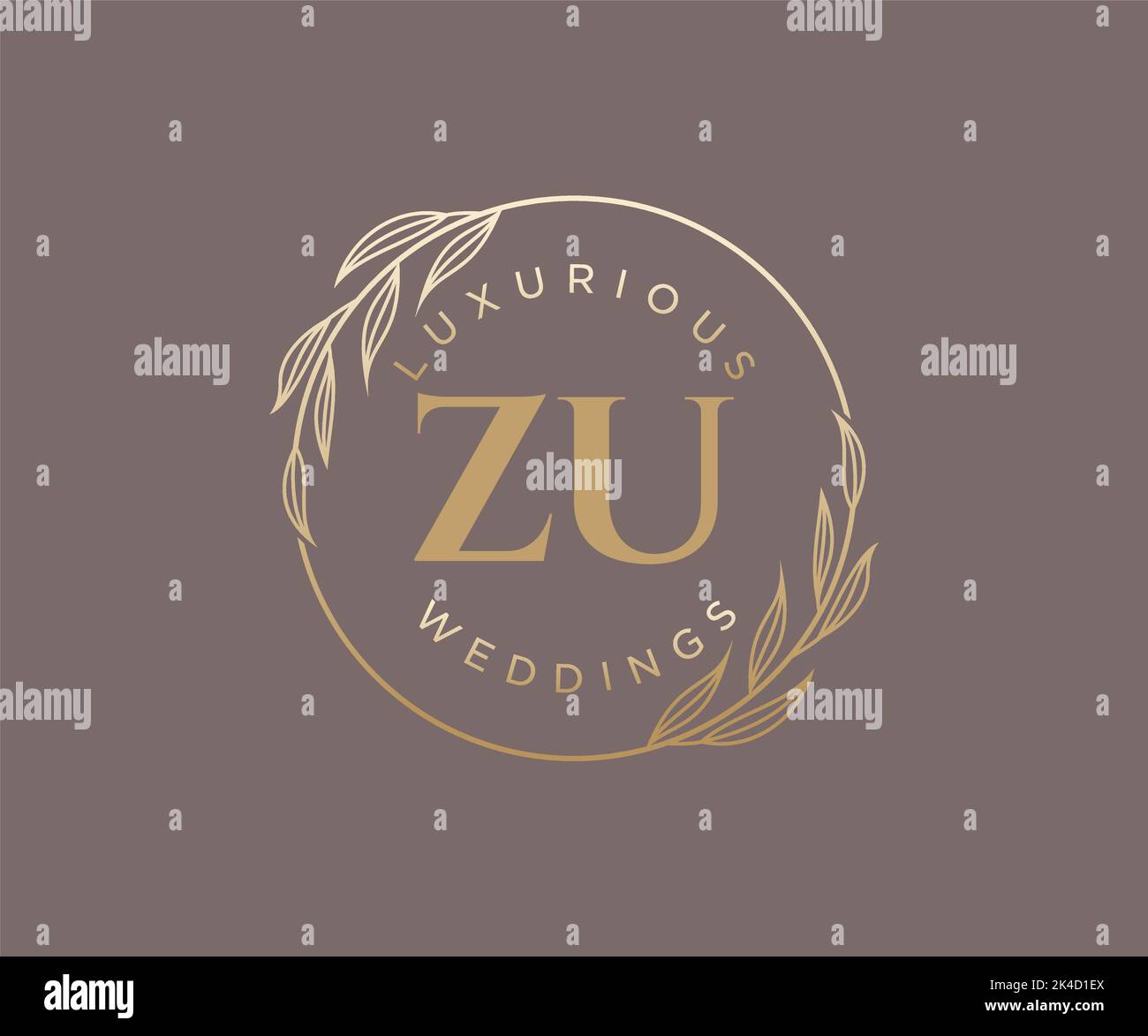 ZU Initials letter Wedding monogram logos template, hand drawn modern ...