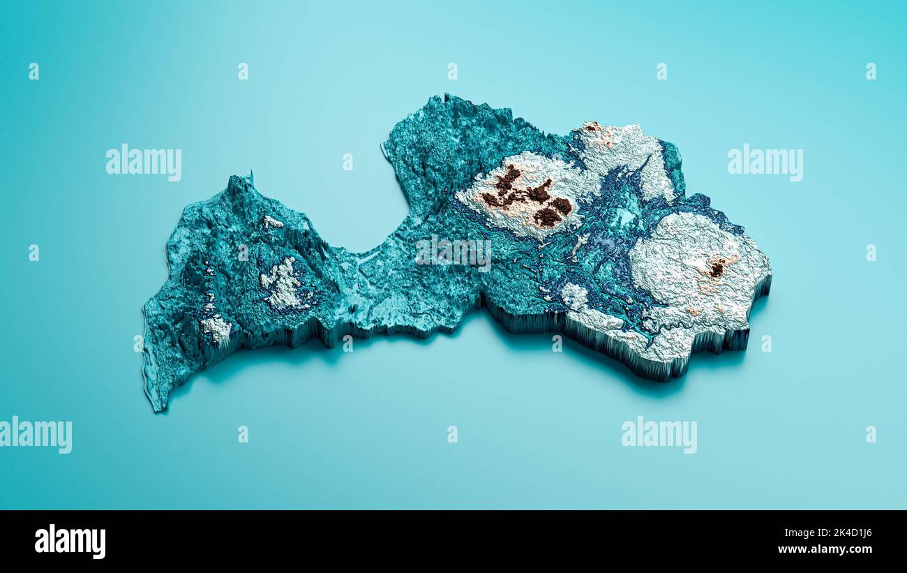 Topographic Latvia Map Hypsometric Latvian Elevation tint Spectral ...