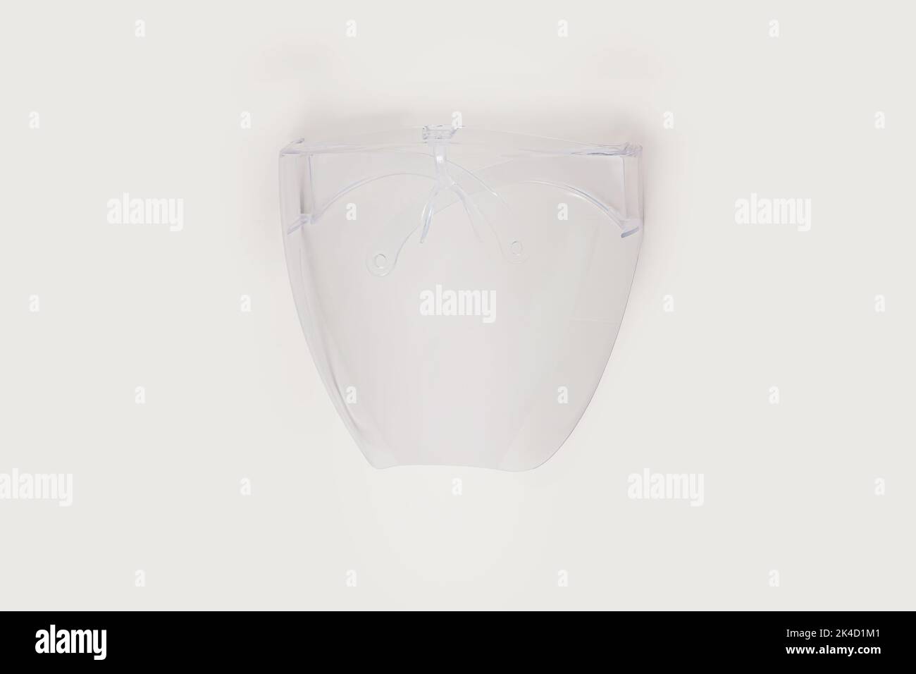 Transparent face shield isolated on white background, top view Stock ...