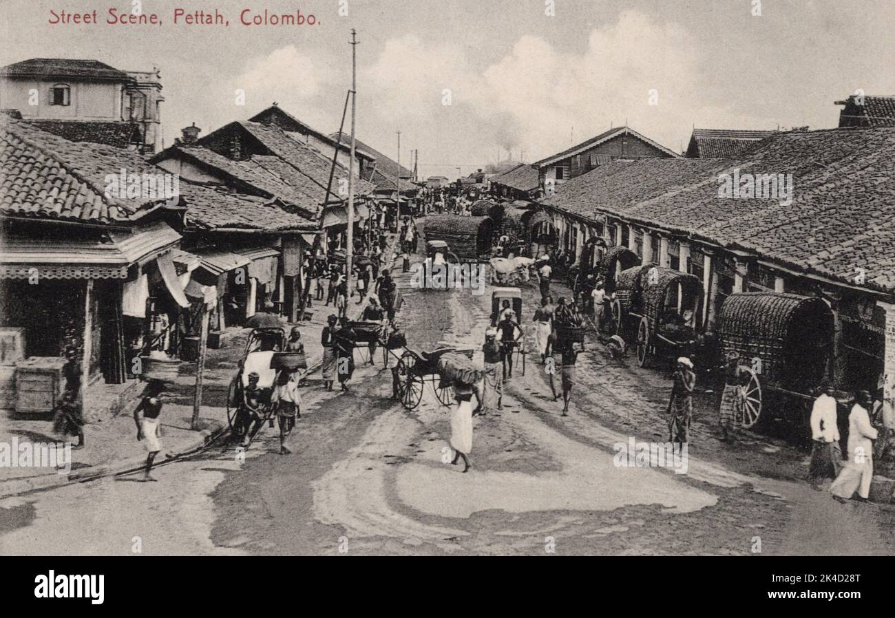 Pettah, Colombo, Sri Lanka, Street Scene, approx 1910 postcard. unknown ...