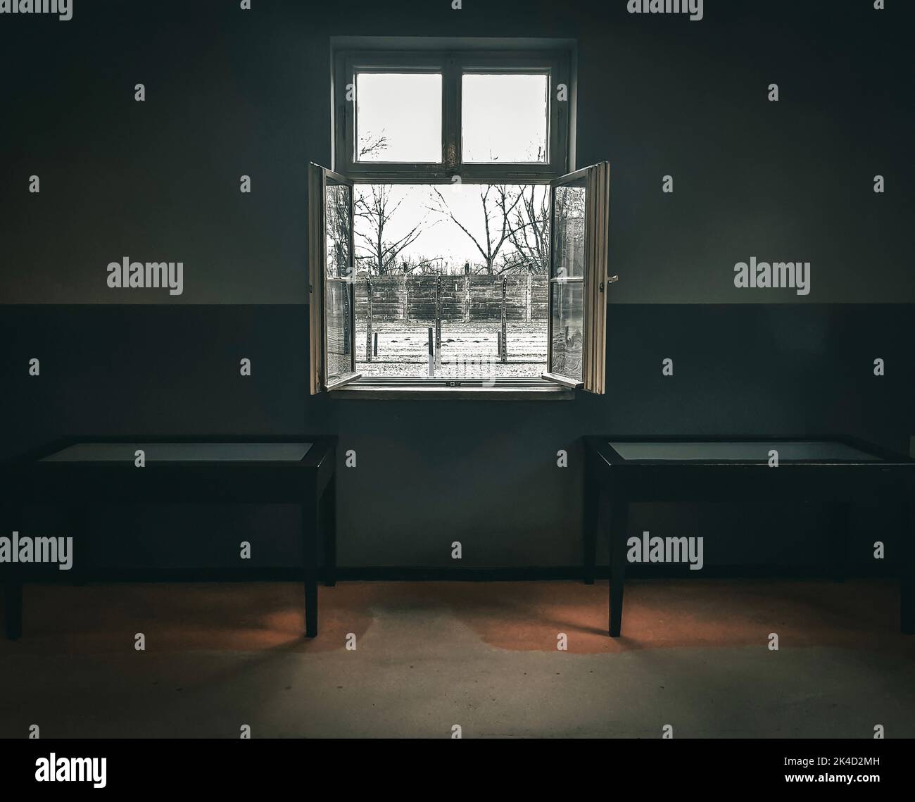 Look through the window in Auschwitz concentration camp Stock Photo - Alamy