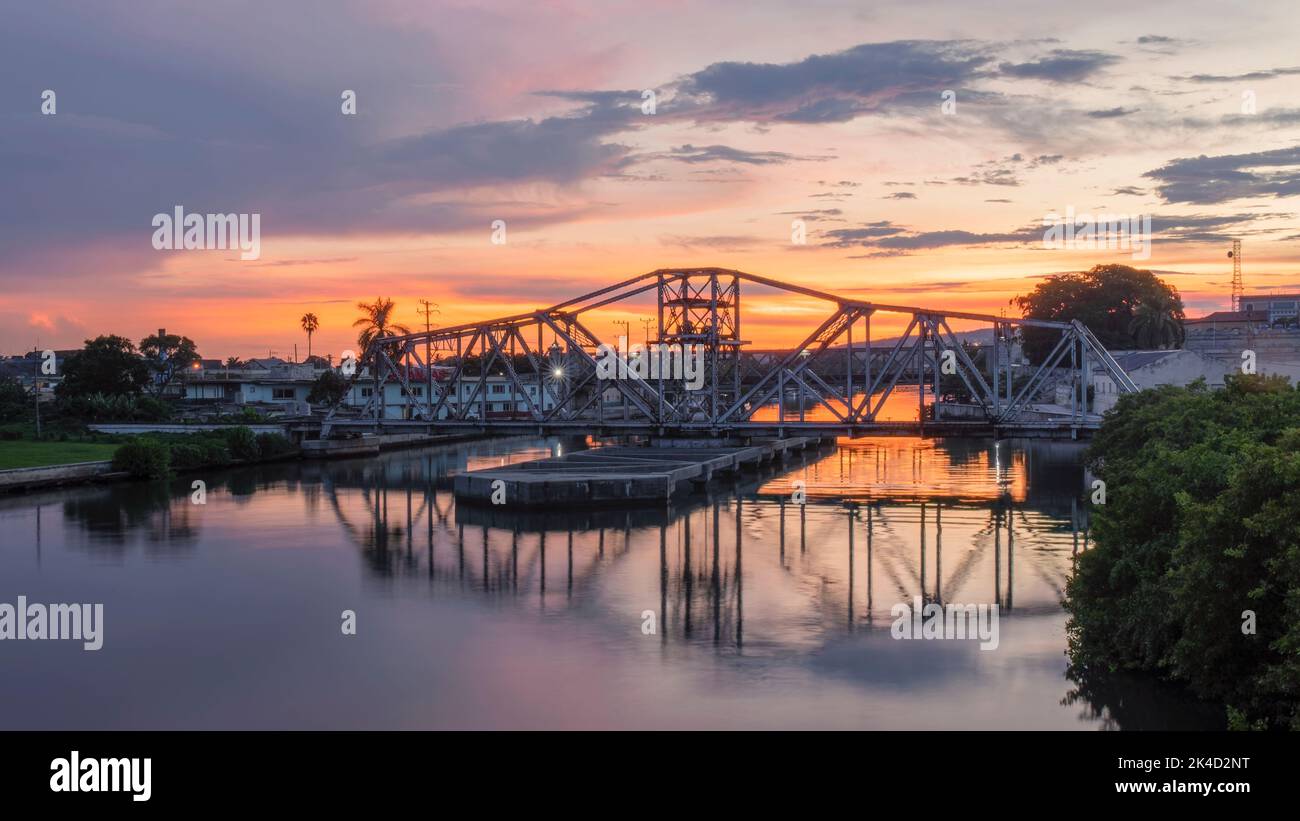 A scenic view of the old rotating bridge in Matanzas, Cuba during ...