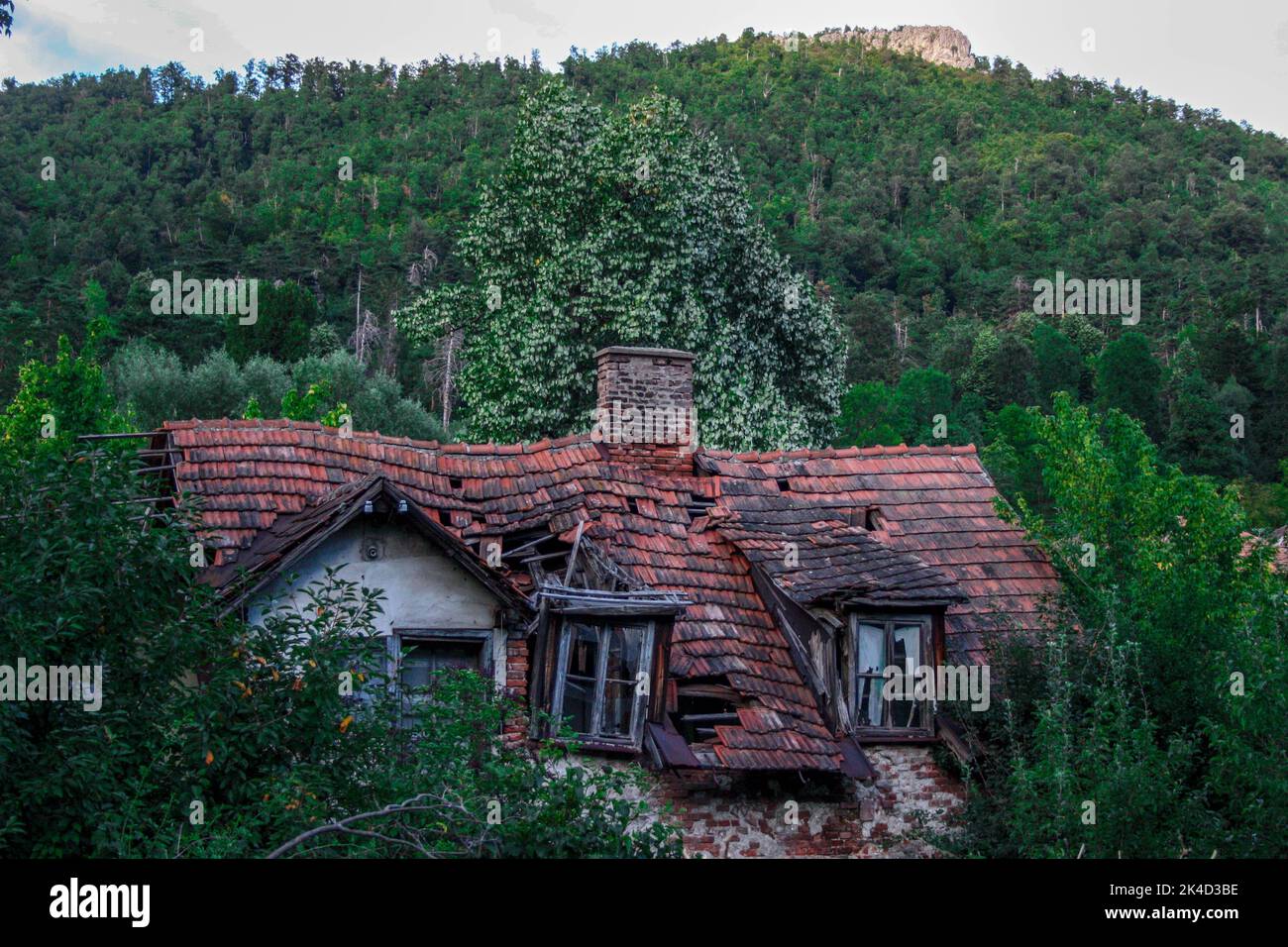 A cozy little hut with a roughly placed red tile roof and shattered ...