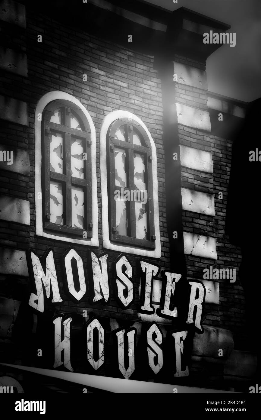 A vertical of "Monster house" attraction during the summertime at ...