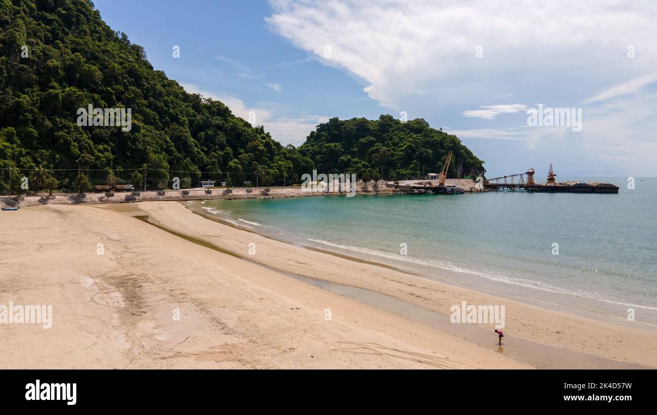 A bird's-eye shot of a shipbuilding port in the daytime Stock Photo - Alamy