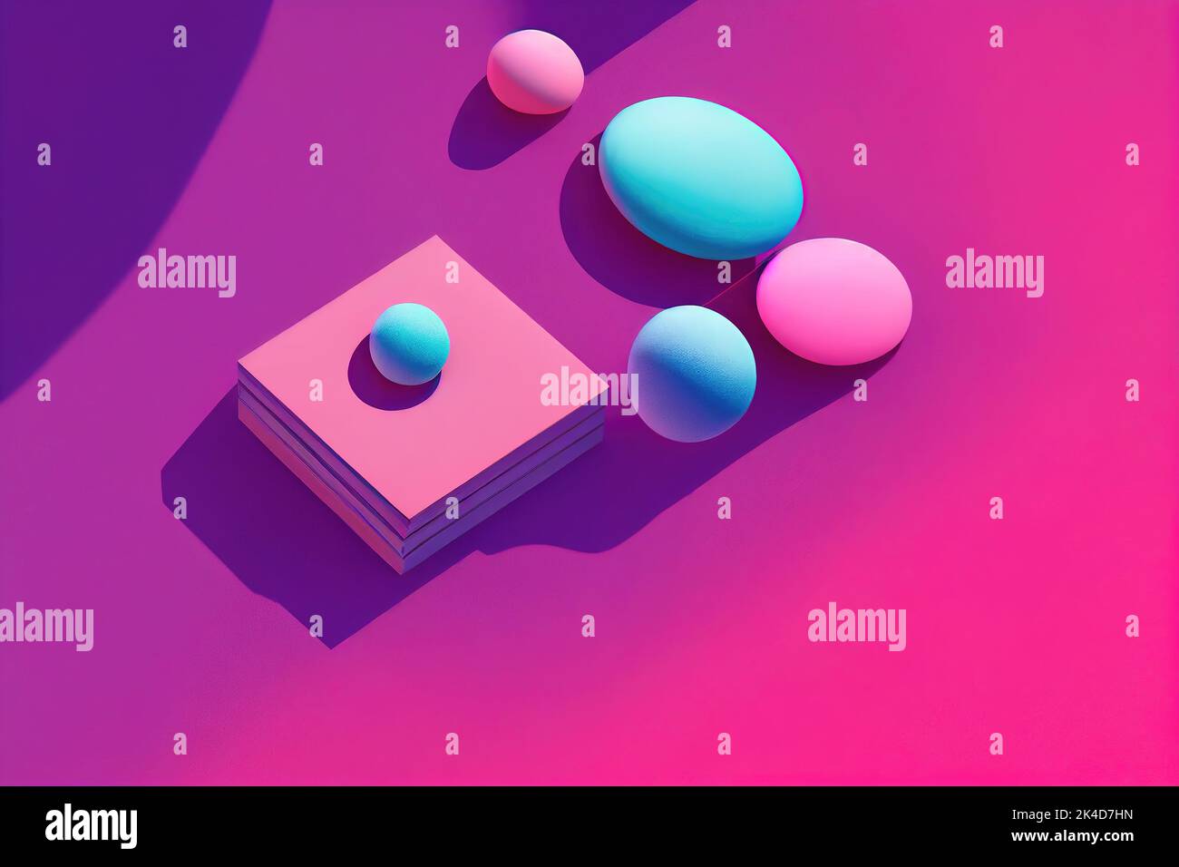 A minimalistic texture of pink and blue round sweets in the pink ...