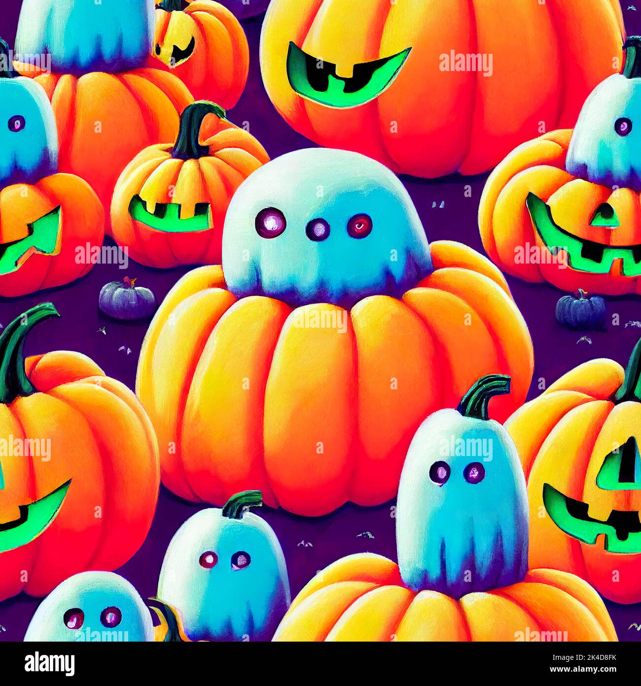 Halloween seamless pattern, Doodle cute ghosts Simple spooky character ...