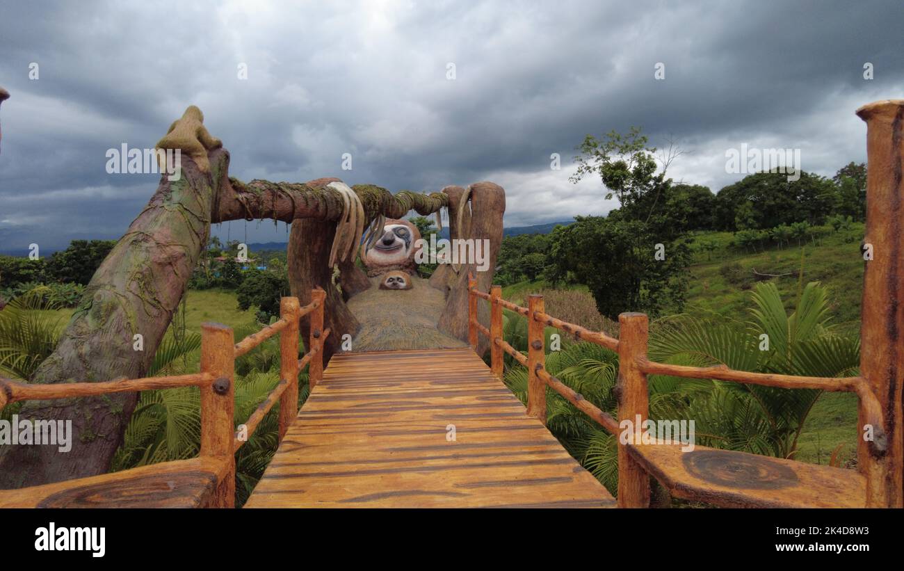 A scenic view of the giant sloth viewpoint at San Isidro of Penas ...