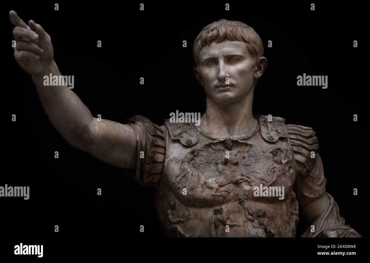 The Roman Emperor Augustus statue in the Vatican Museums in armor on ...