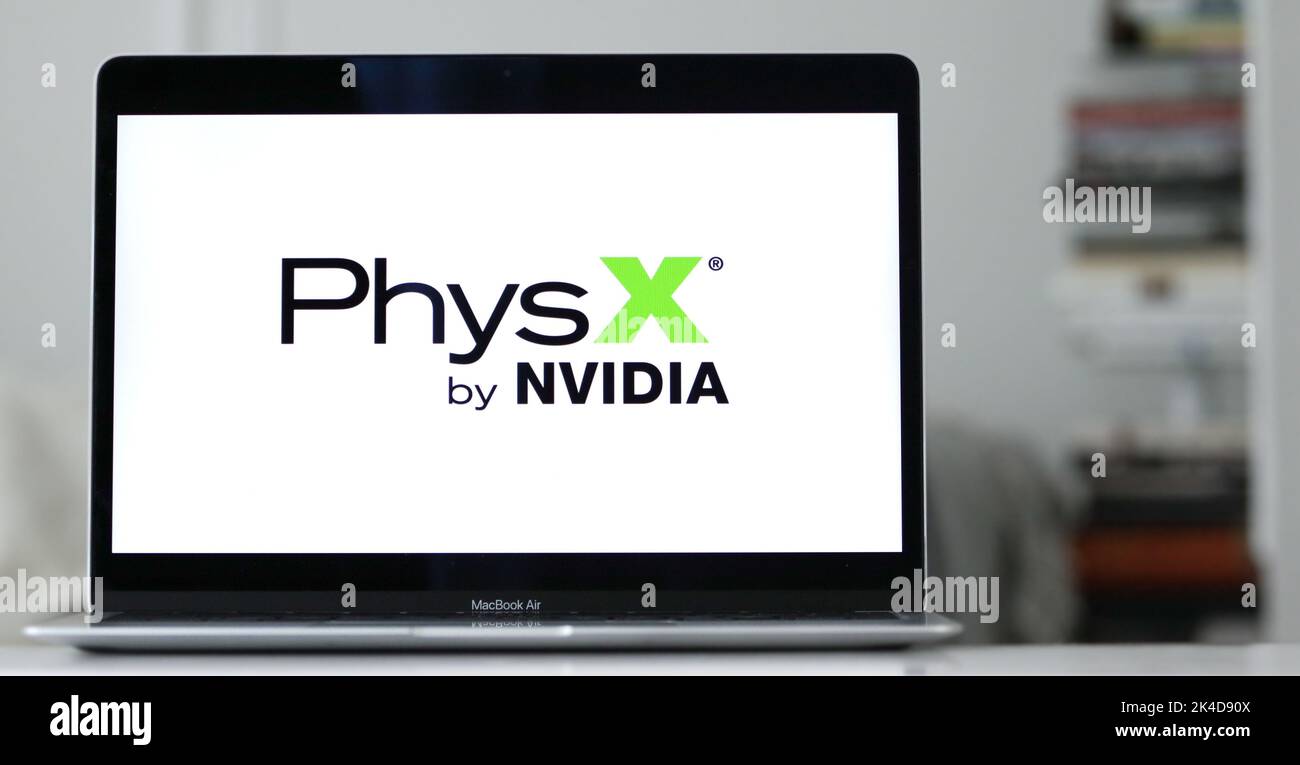 The logo of PhysX, a Nvidia-developed 3D-modeling software, is seen on ...