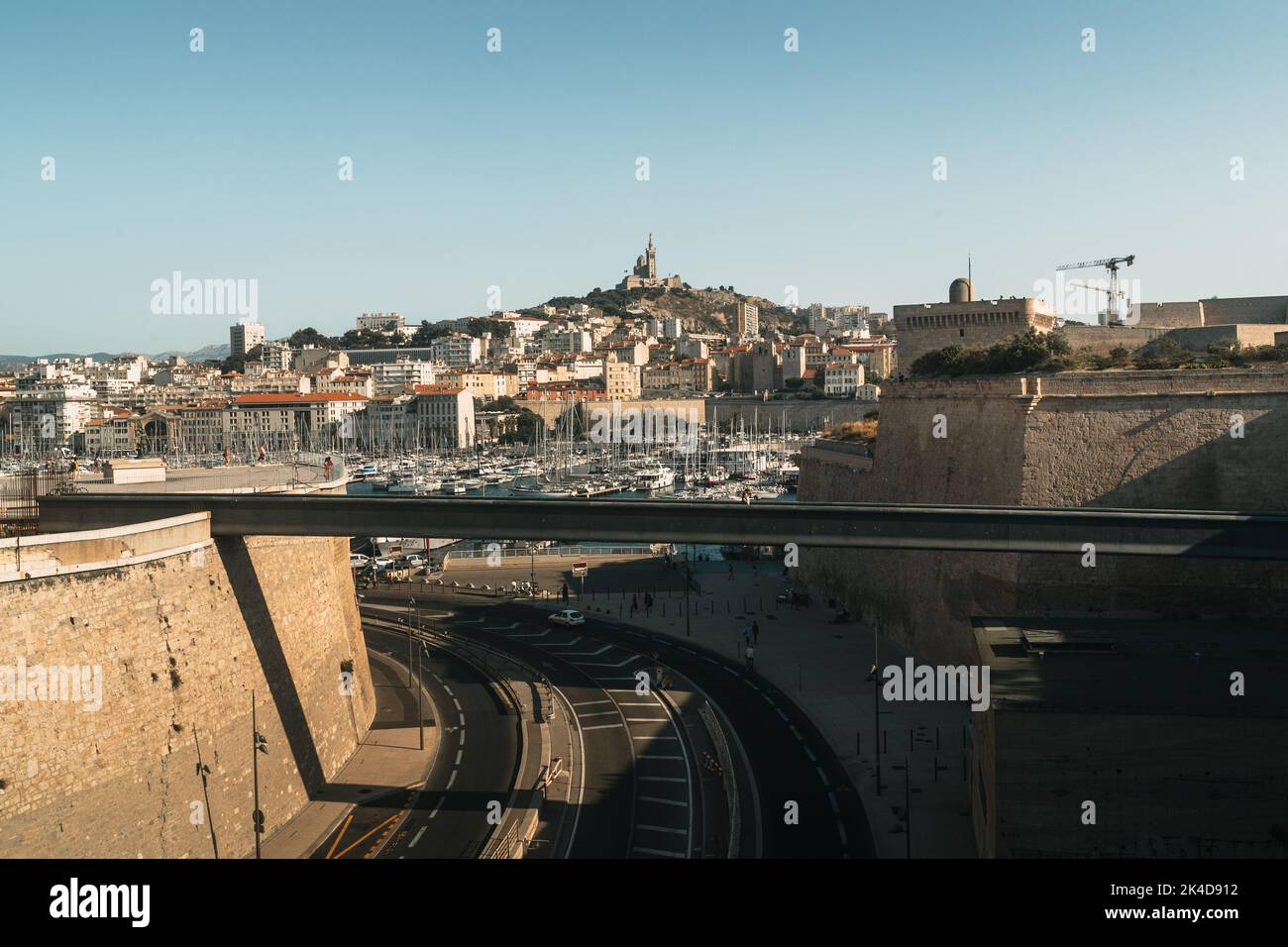 City landscape of Marseille. With a bridge in the middle, spectacular ...