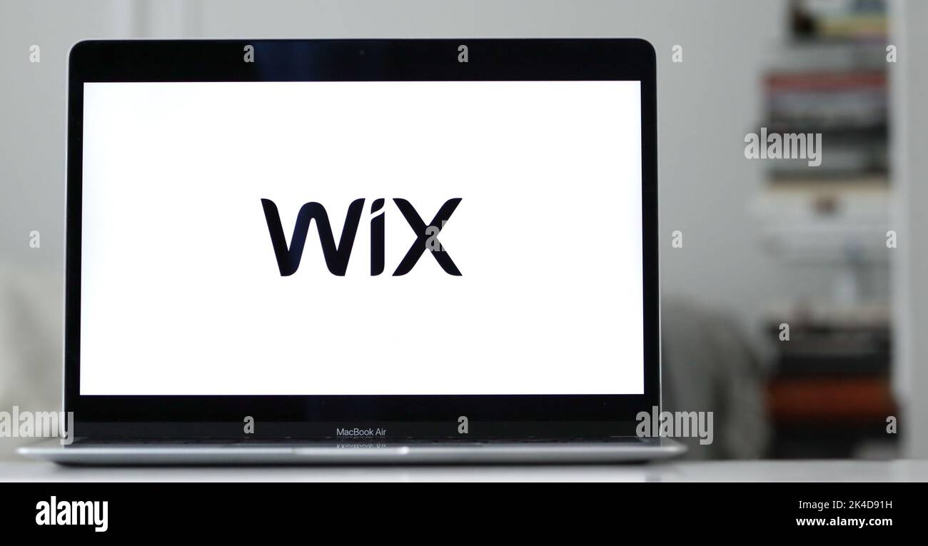 The logo of Wix, an Israeli website hosting and web design company, is ...