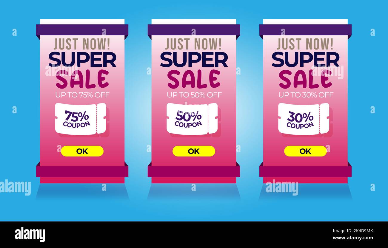 Coupons placed on a light blue background. Super sale banner template ...