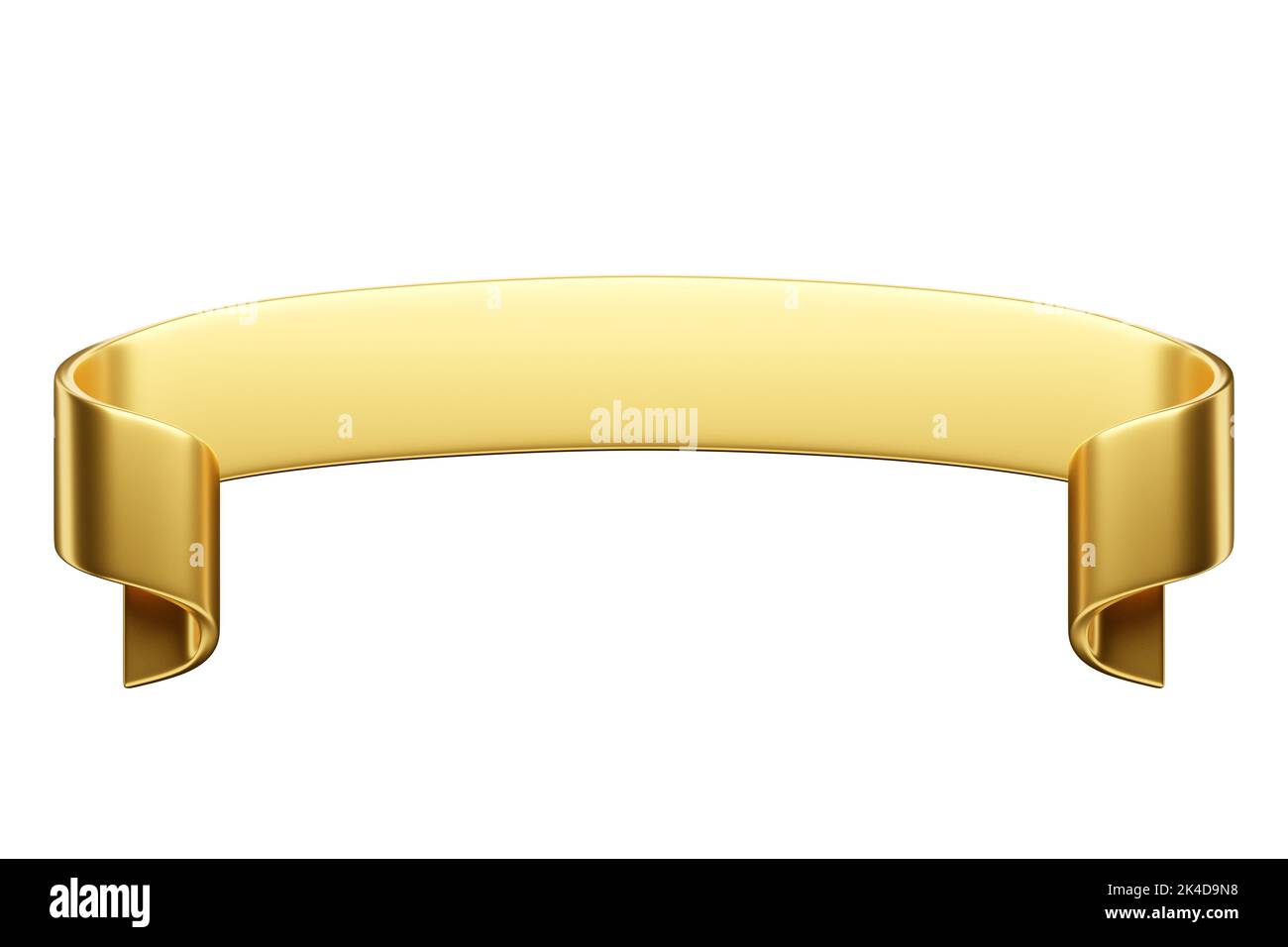3d label ribbon. Glossy gold blank plastic banner for advertisment, promo and decoration ...