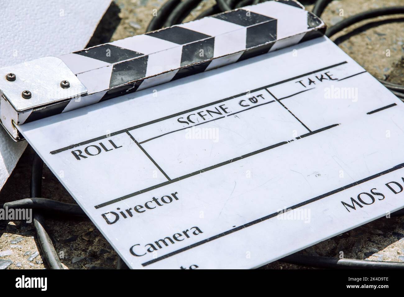 behind the scene, Film Slate on set Stock Photo - Alamy