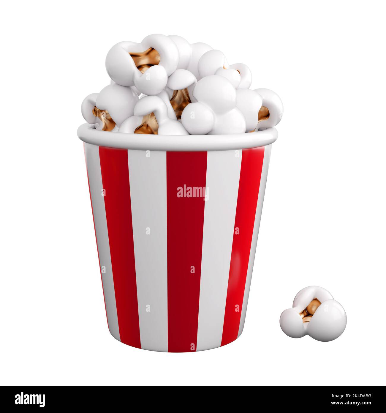 3d popcorn striped bucket. Cinema snack, movie, entertainment concept ...