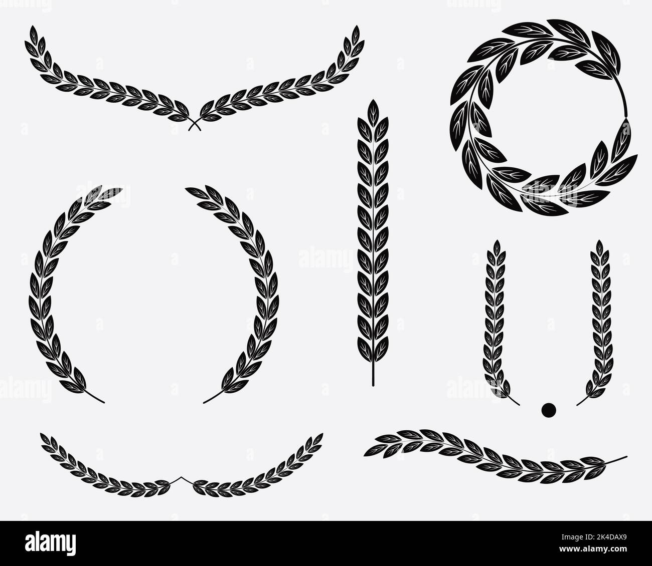 Wreath leaves ornament icon vector, Branches wreaths set. vector laurel ...